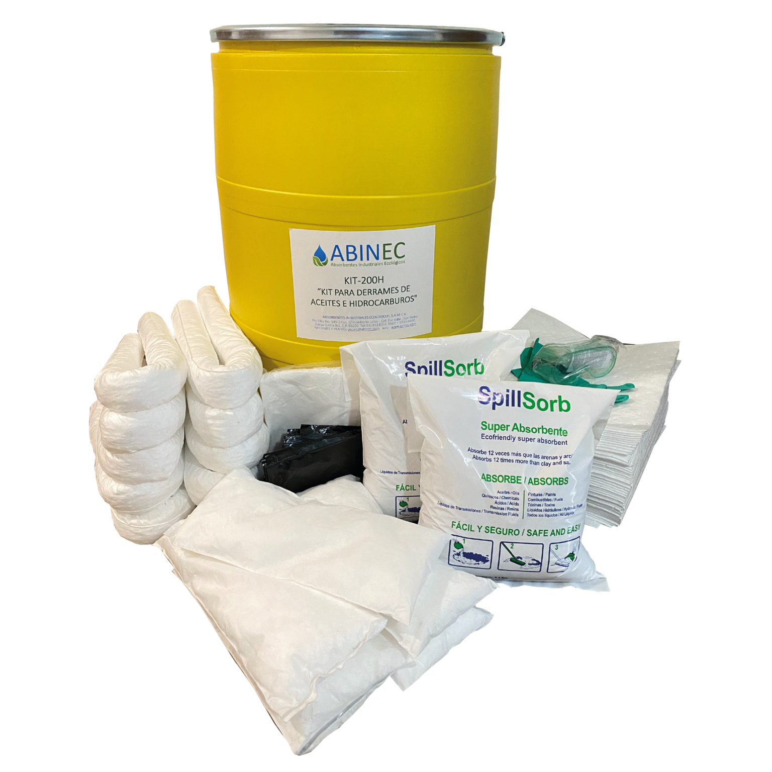 KIT-200H Kit Antiderrames Hidrocarburos 55 Galones - ABINEC